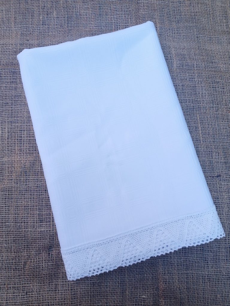 Tafeldoek - Wit Sintetiese Damask - Eersteklas Aanlyn